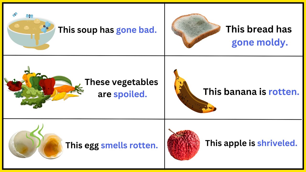 Practice English for Describing Bad Food with Simple Sentences /Perfect ...