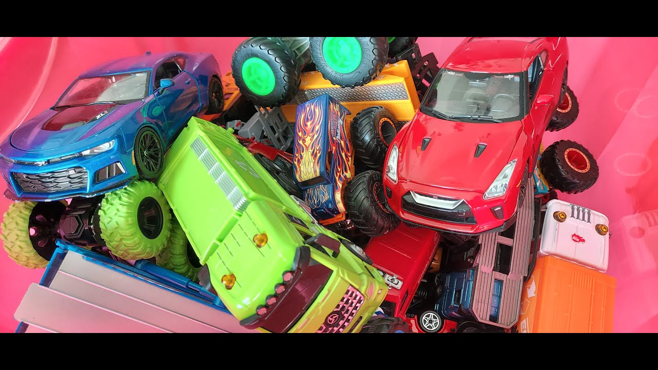 Box full of cars. Various sizes, various colors #1 - YouTube