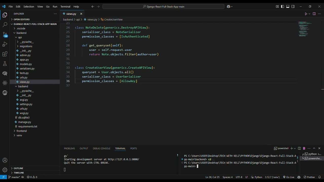 Full Stack WebApp Django+React - YouTube