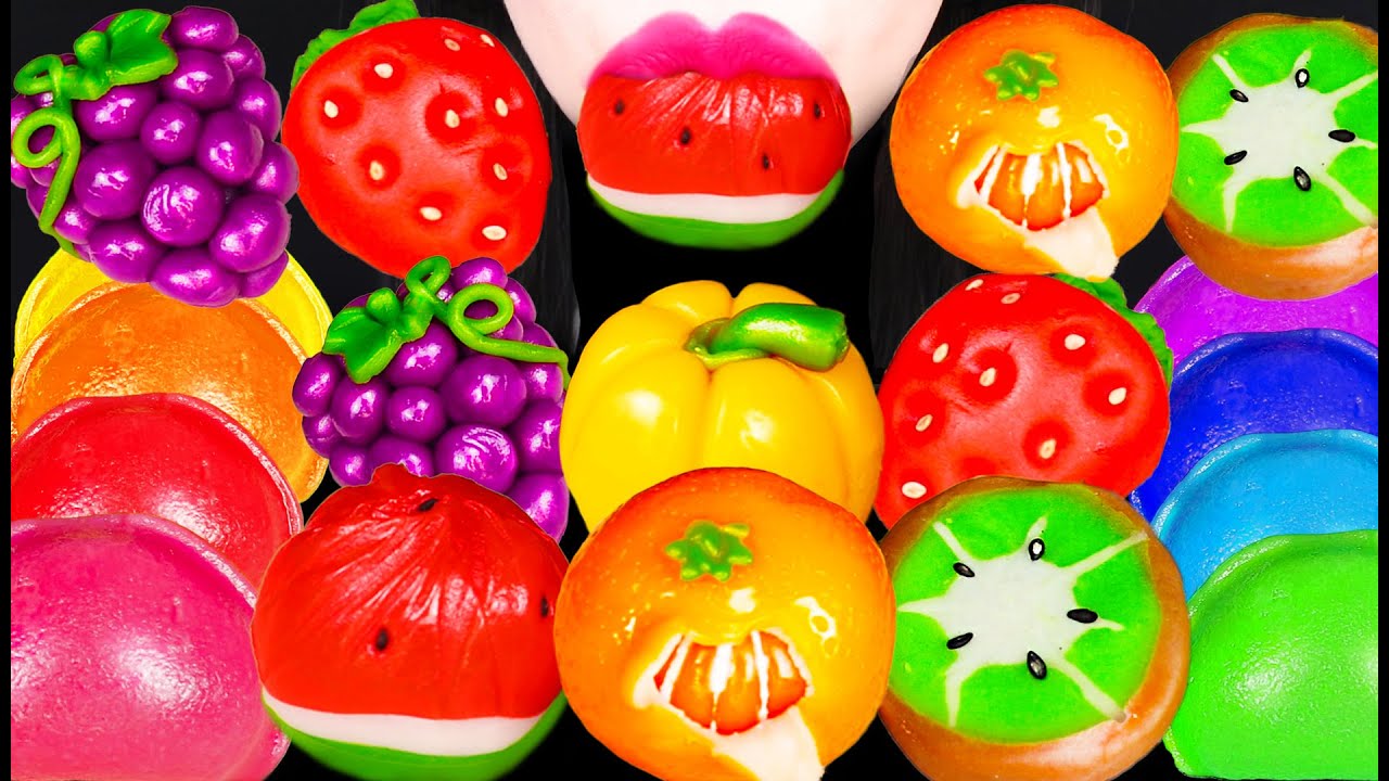 ASMR WATERMELON BEAN CAKES, RAINBOW RICE CAKE 레인보우 떡 먹방 MUKBANG - YouTube