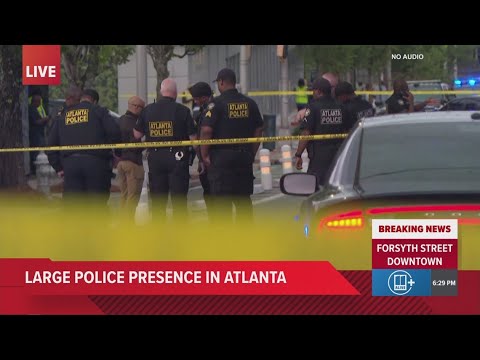 Large police presence in Atlanta on Forsyth Street - YouTube