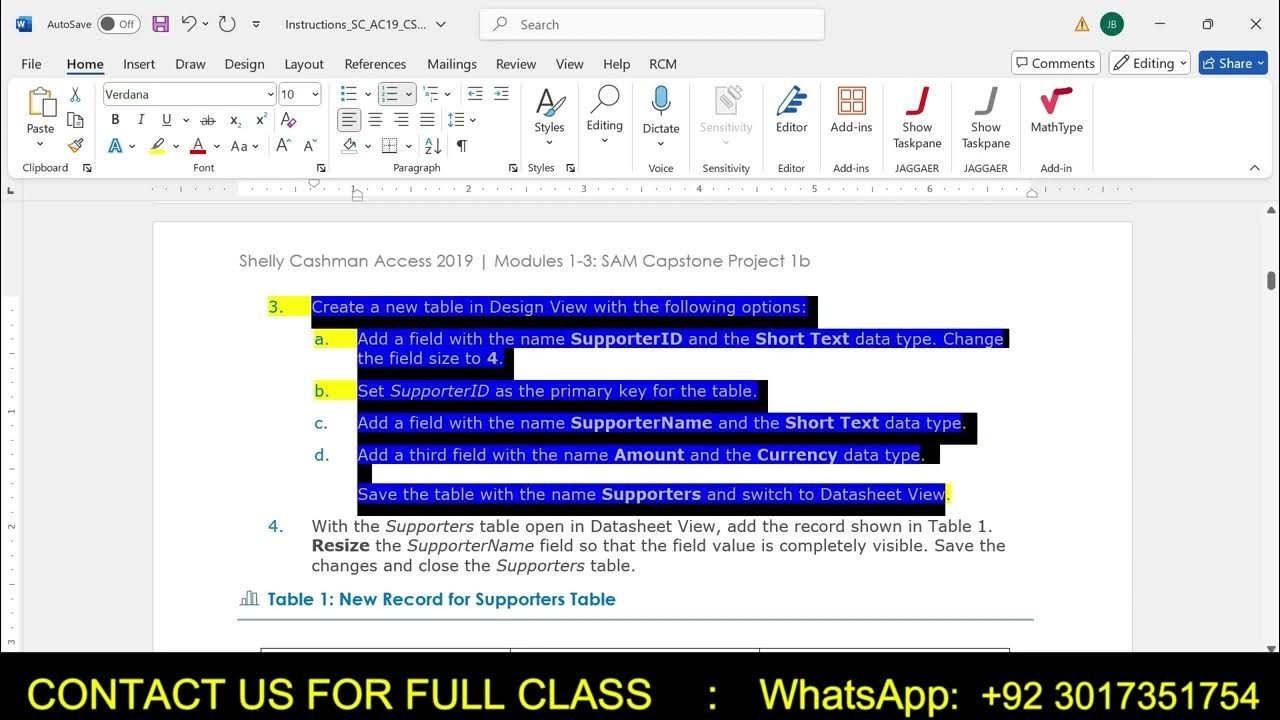 MS Access Modules 1-3: SAM Capstone Project 1b ( The Preserve ) || SC ...