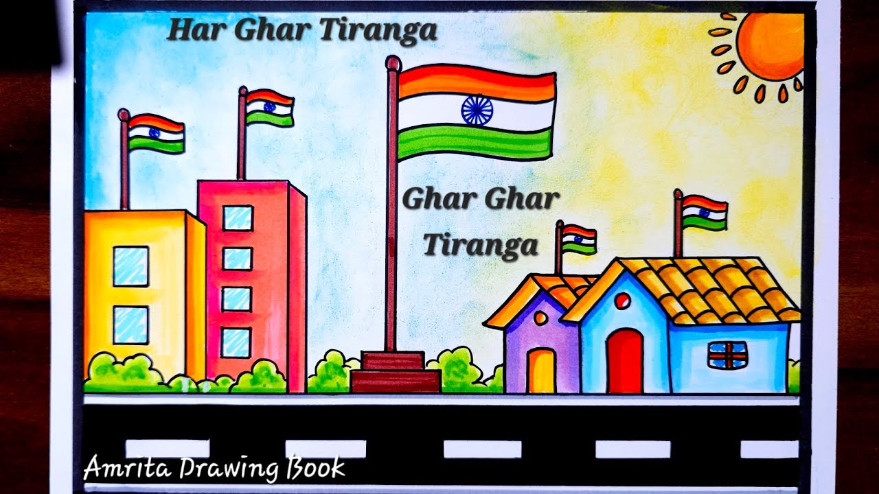 Har Ghar Tiranga Drawing easy | Independence day drawing | 15 August ...