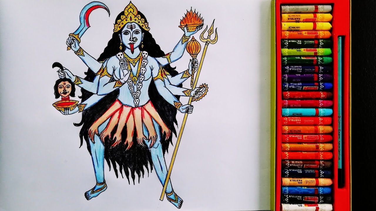 Time-lapse Painting Of Mata Bhimakali | Drawing Of Goddess Kalika ...