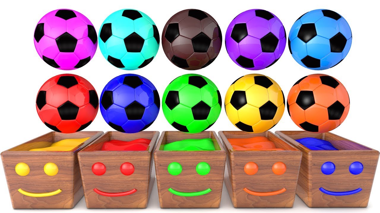 Learn Colors With 3D Soccer Balls Wooden Box Magic Liquid Colours For ...