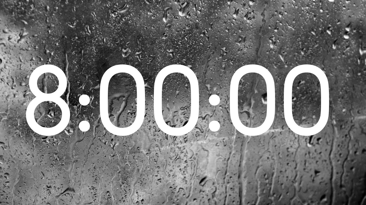 8-Hour Timer with Rain Sounds ASMR + Alarm Clock | 8시간 카운트다운 타이머 | 8 ...