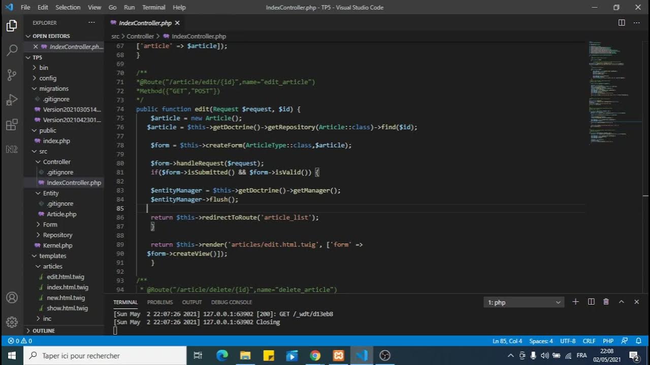 Test fonctions Tp 5 symfony . - YouTube