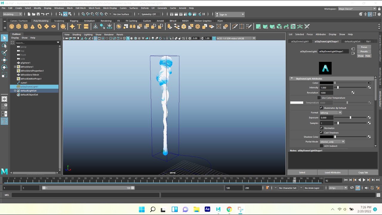 Maya 2022 Bifrost Aero Fluid Following Curve or Motion Path - YouTube