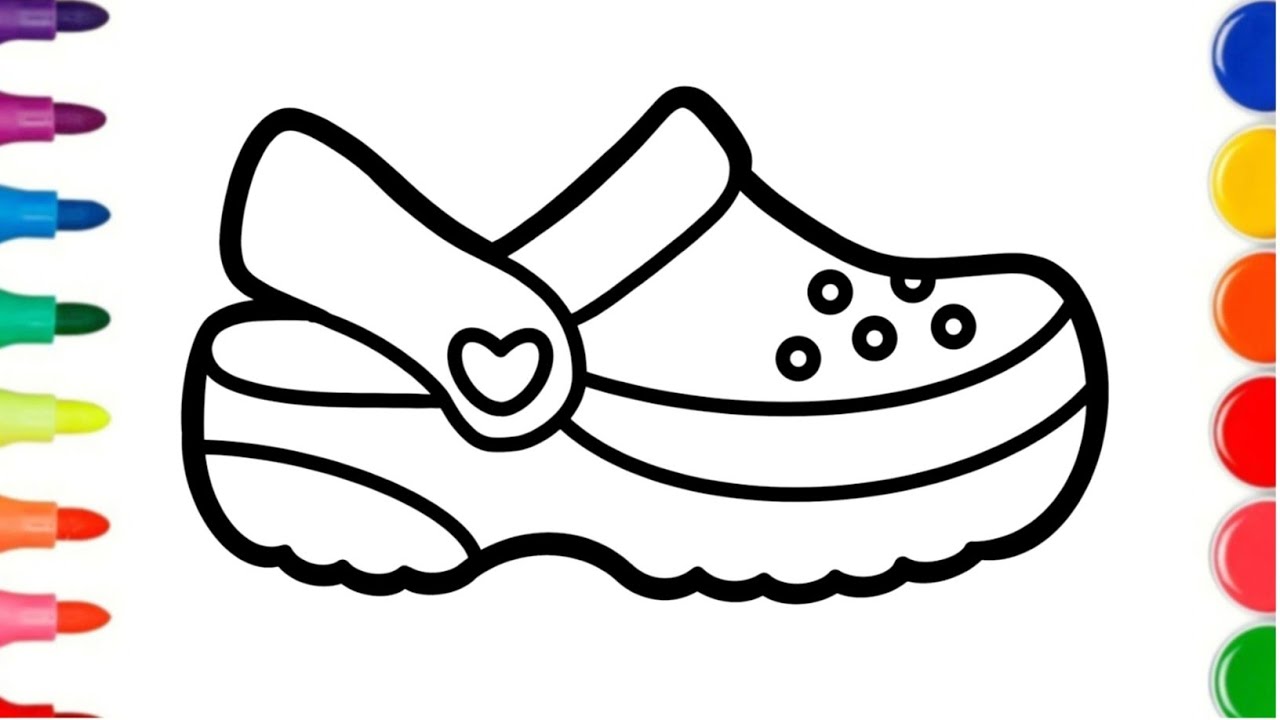 Beautiful crocs easy drawing, painting, coloring, for kids & toddlers ...