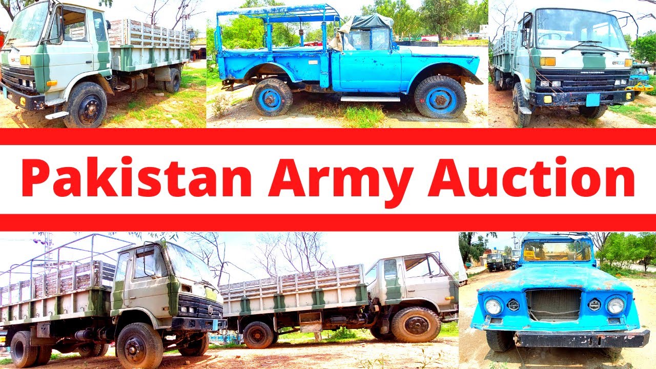 Pakistan Army Auction 1 Jeep And 2 Trucks - YouTube