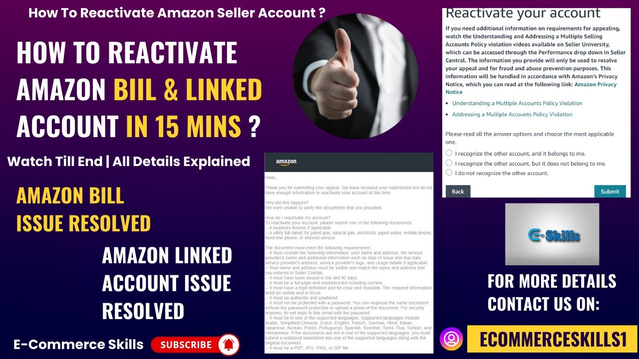 How To Reactivate Amazon Account | Amazon Bill & Linked Account ...