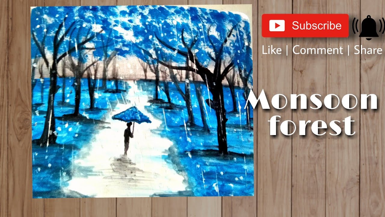 #art || MONSOON FOREST || Acrylic painting llFeel the Monsoon || 😊😊 ...