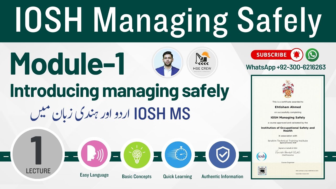 IOSH MS Lecture 1 | Module 1 Introducing Managing Safely | IOSH ...
