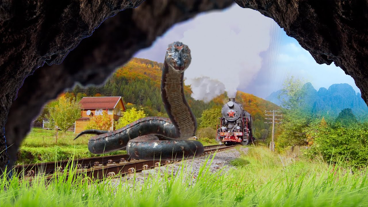 Crazy snake try spots the train funny video | 4K | by Train Zone - YouTube