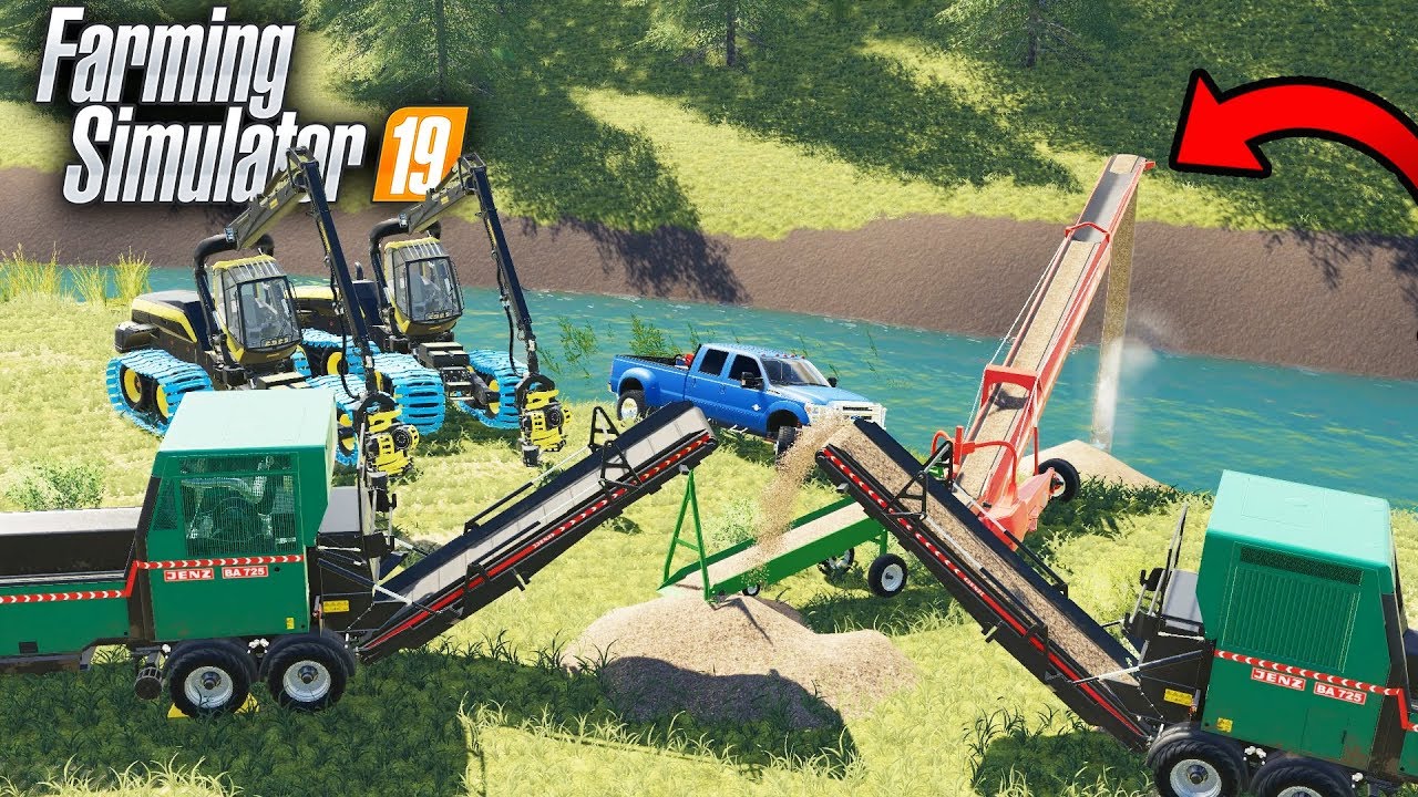 FS19- BRIDGE BUILDING WITH CONVEYOR BELT SYSTEM TO MOVE WOODCHIPS ...