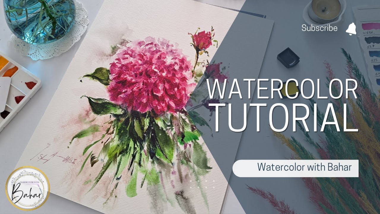 Watercolor Painting of Beautiful Pink Flower | Watercolor Tutorial For ...