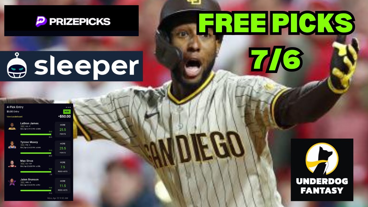 MLB Player Props Prize Picks Sleeper Fantasy Underdog DFS FREE PICKS 7 ...