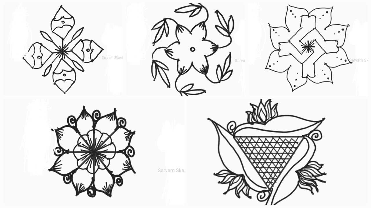 Basic kolam ideas for beginners part 1 - YouTube