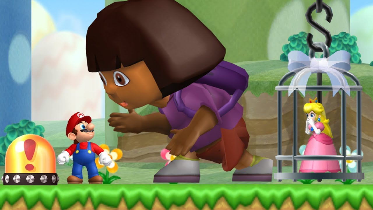 New Super Mario Bros. Wii - Dora Fight in the first Level - YouTube