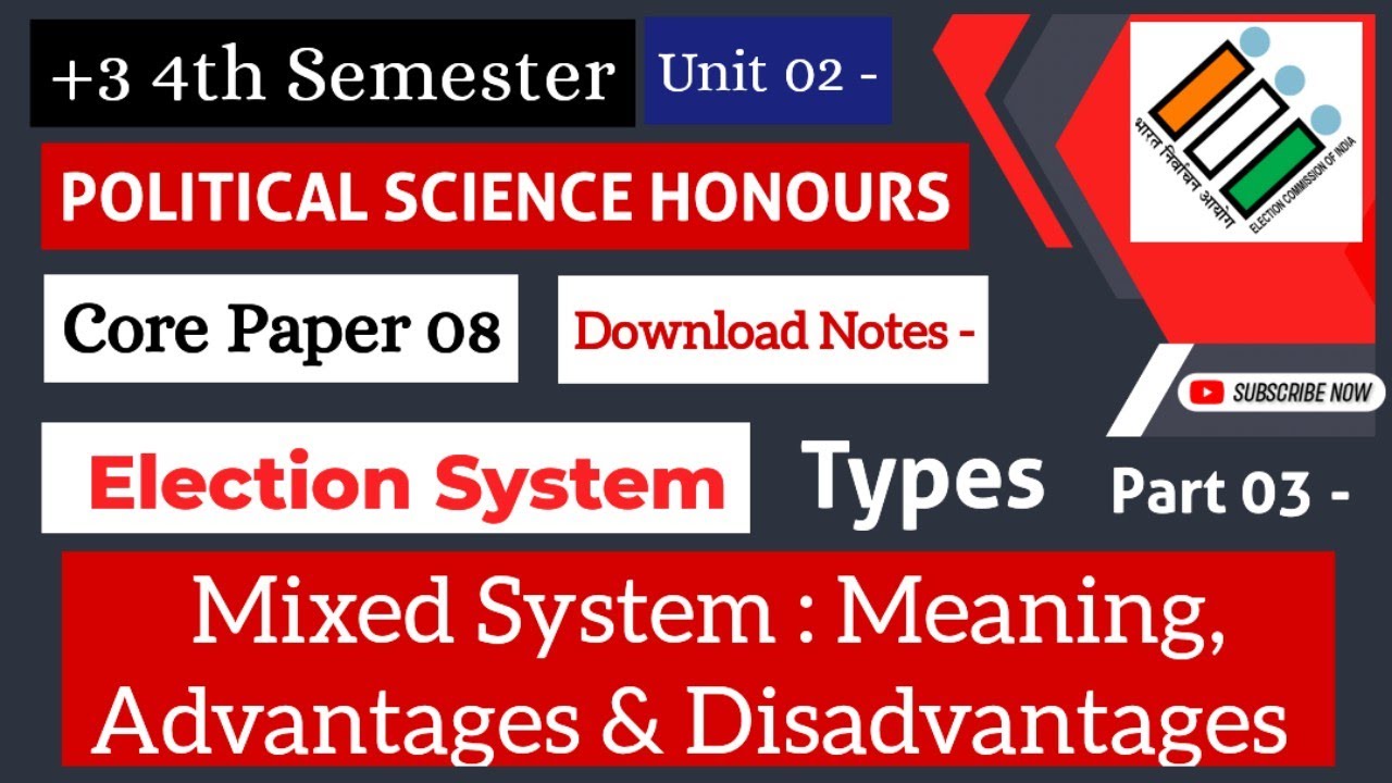 +3 4th Semester | CC 08 | Election System | Mixed System : Meaning ...