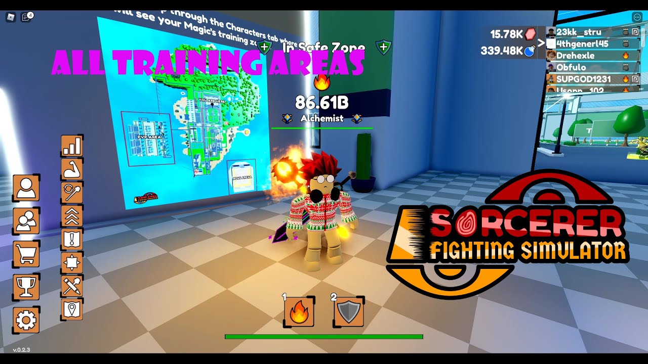 ALL TRAINING AREAS SHOWN SORCERER FIGHTING SIMULAOTR - YouTube