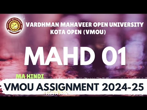 MAHD 01 vmou assignment | Ma 1st year assignment vmou | vmou ma Hindi assignment 2024 | mahd01 ...