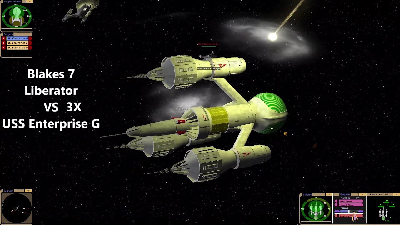 Blakes 7 Liberator VS 3x USS Enterprise G | Star Trek Bridge Commander ...