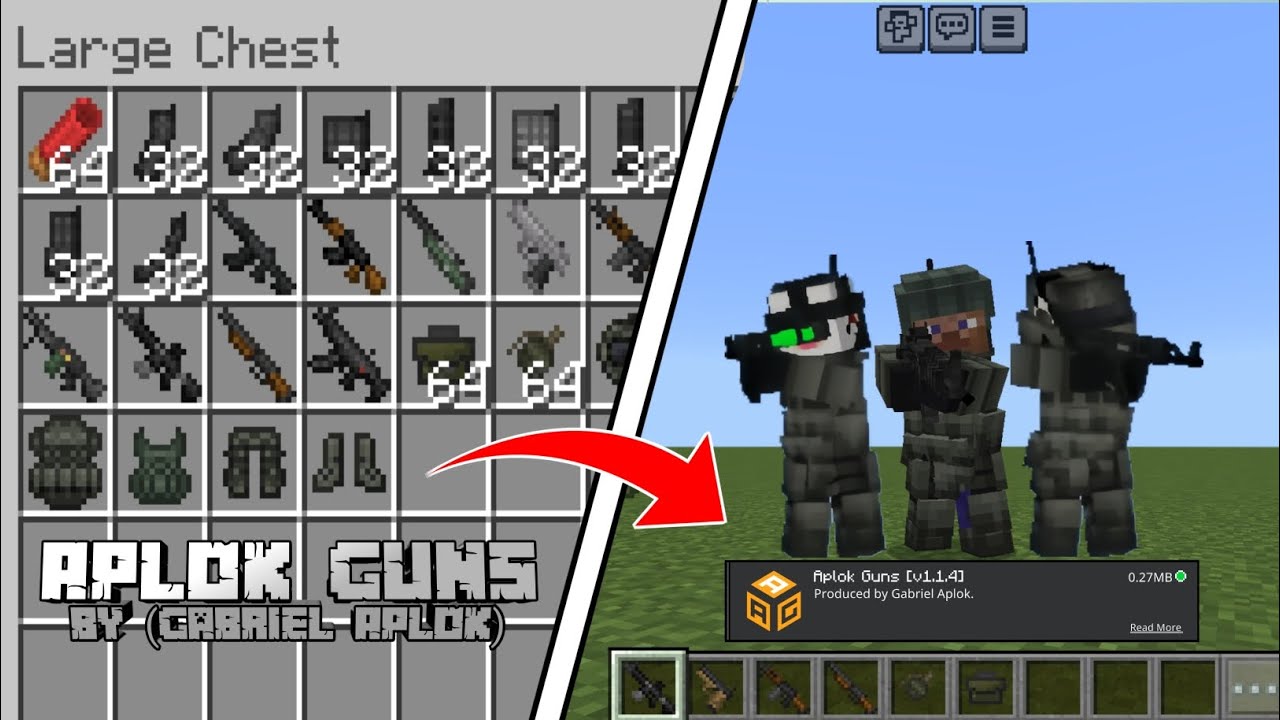Minecraft : Aplok Guns Addon In Minecraft PE | Gun Mod In Minecraft PE ...