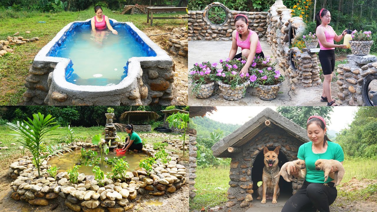 TIMELAPSE: 120 DAY Alone Building Stone House - BUILD LOG CABIN with ...