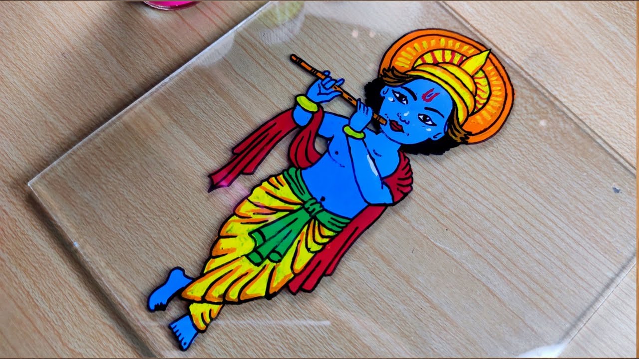 Krishna glasspainting - step by step - for beginners // easy ...
