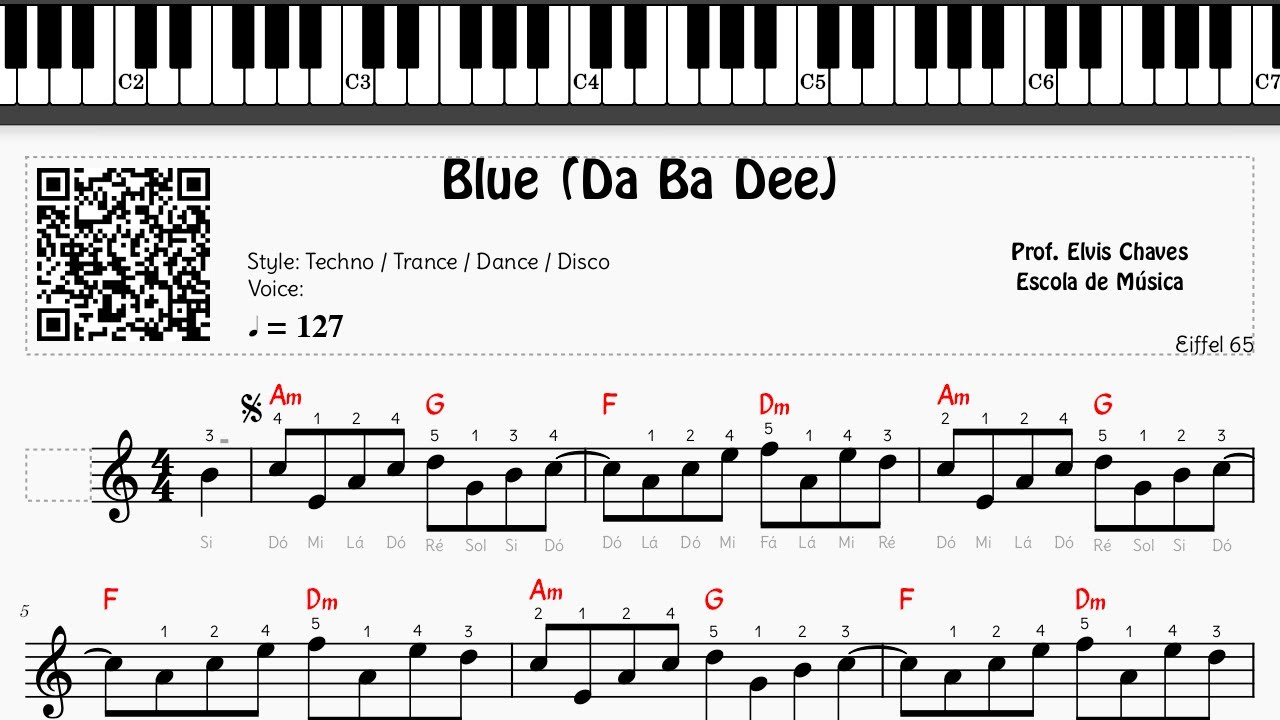 🎼 Blue (Da Ba Dee) - 6348 - Tutorial Partitura Fácil - YouTube