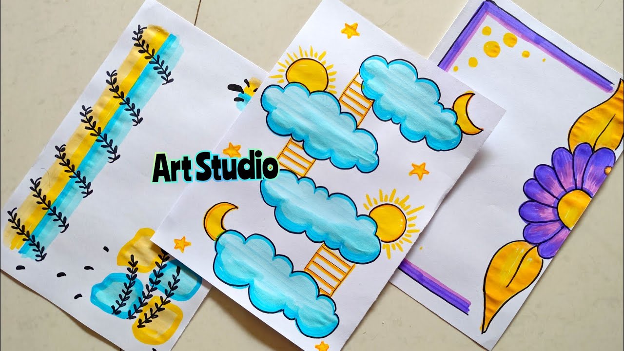 ASTHETIC BORDER DESIGNS/PROJECT WORK DESIGNS/MIND MAP/A4 SHEET/FRONT ...