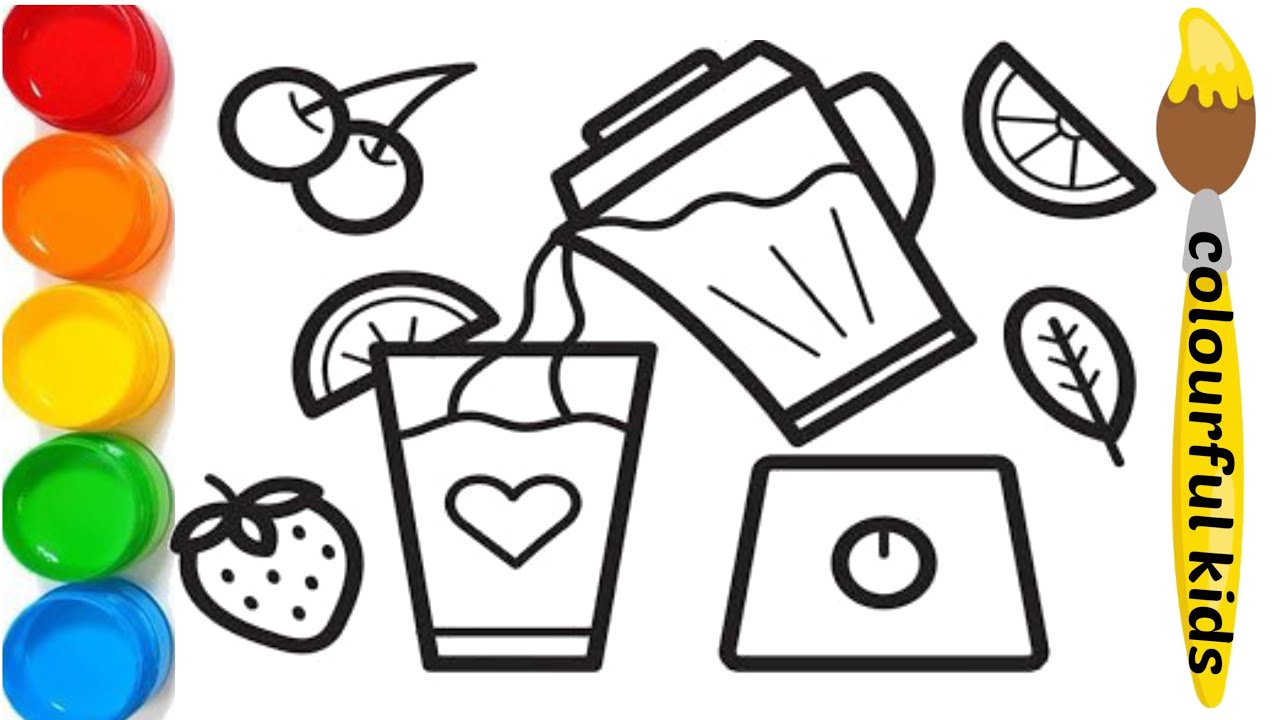 Fruits & Juicer Drawing, painting, & coloring for kids & toddler /How ...