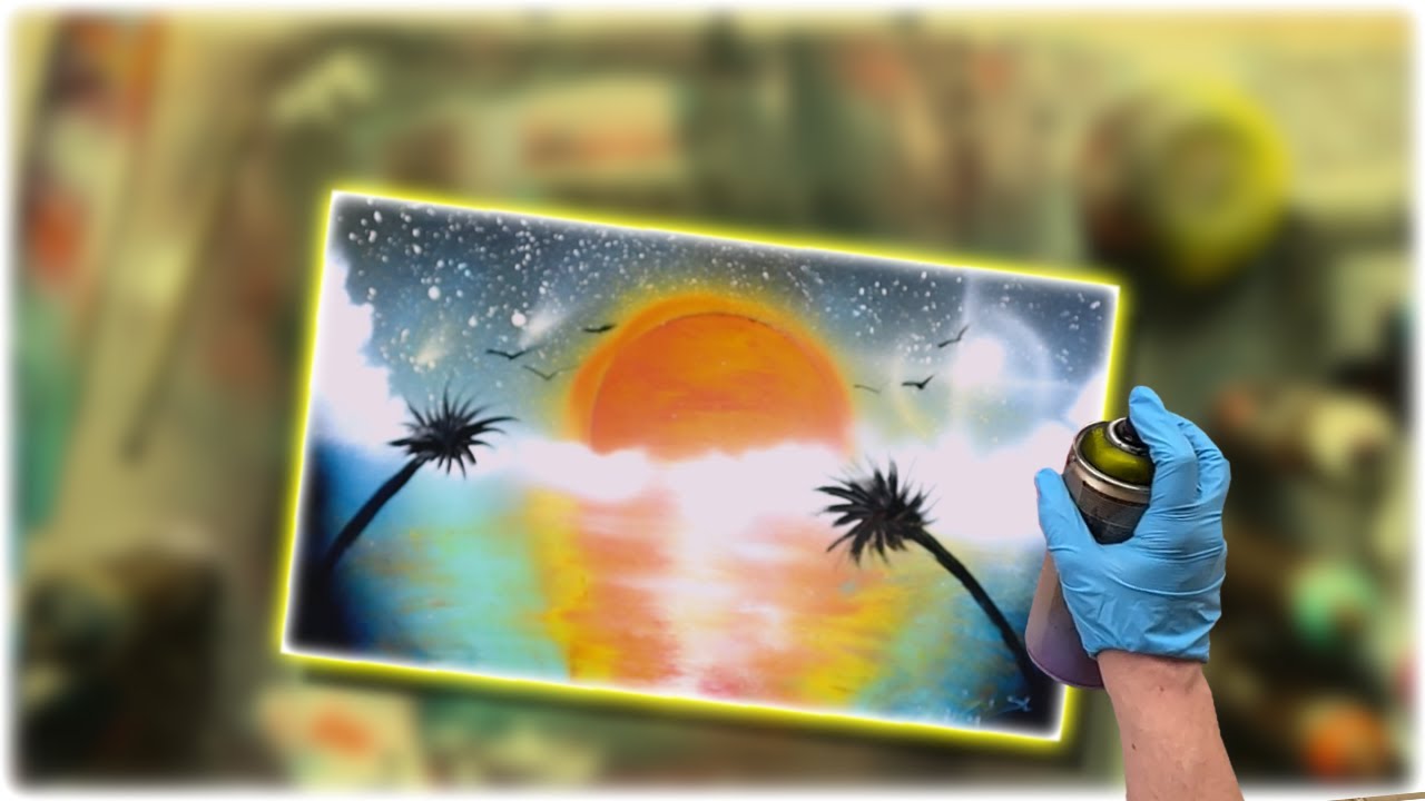 Sunsets Ocean - Spray Paint Art - YouTube