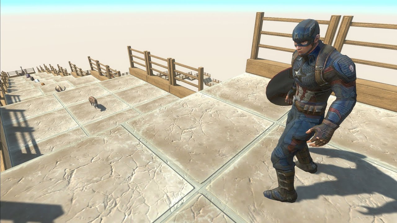 CAPTIAN AMERICA DEATH FALL - Animal Revolt Battle Simulator - YouTube