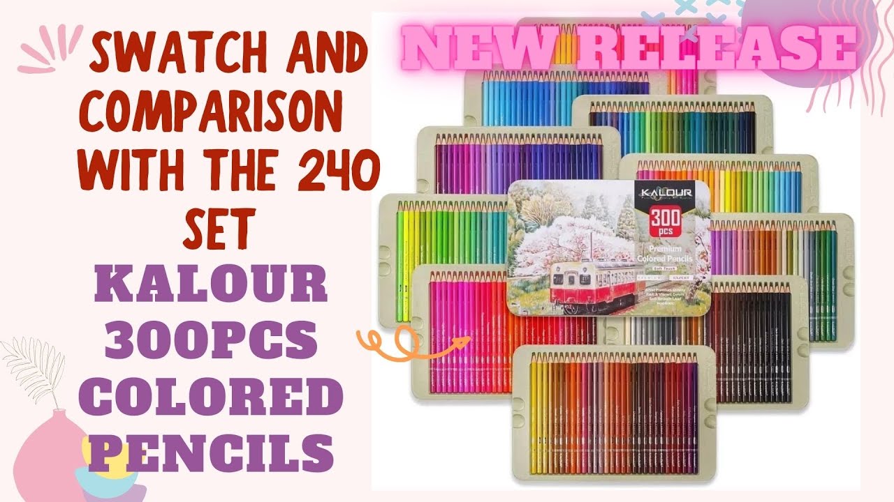 KALOUR 300 Color Pencils swatch and comparison with the 240 set. My ...