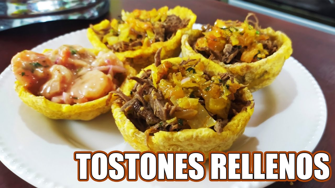 Como hacer CANASTAS DE PLATANO | TOSTONES RELLENOS - YouTube