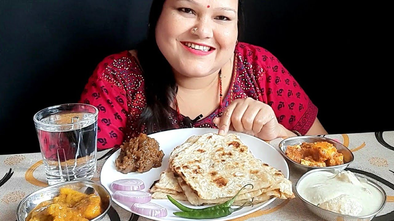 eating garlic naan || paneer butter masala || malai kofta || aloo ...