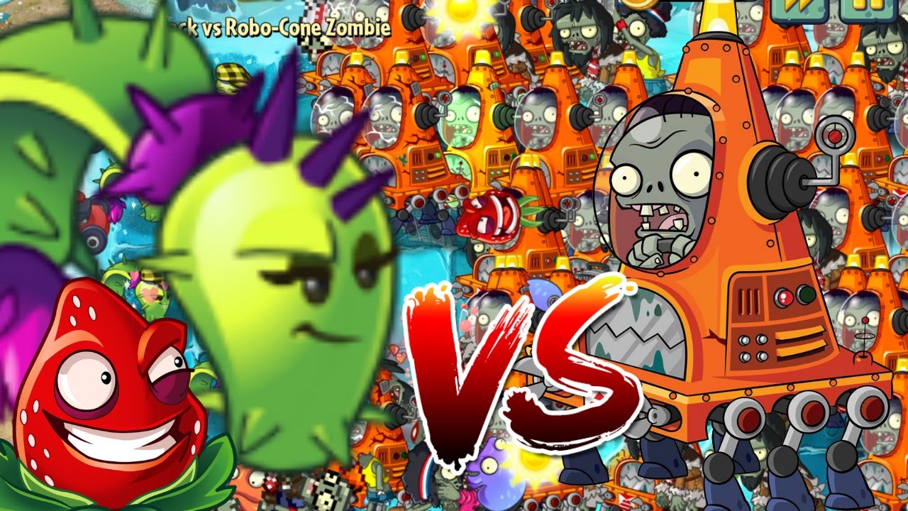 Plants vs Zombies 2 Epic Hack : Strawburst Lobbers vs Robo-Cone Zombies ...