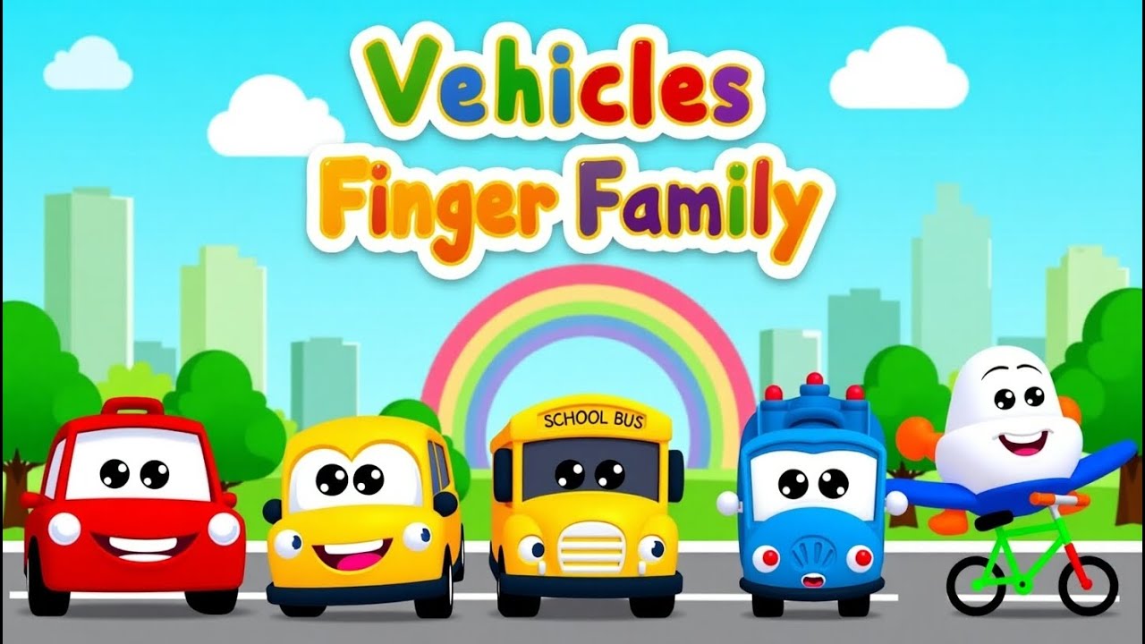 🚗 Vehicles Finger Family Kids Song 🚜 | Cars, Bus, & More | KidsLearn ...