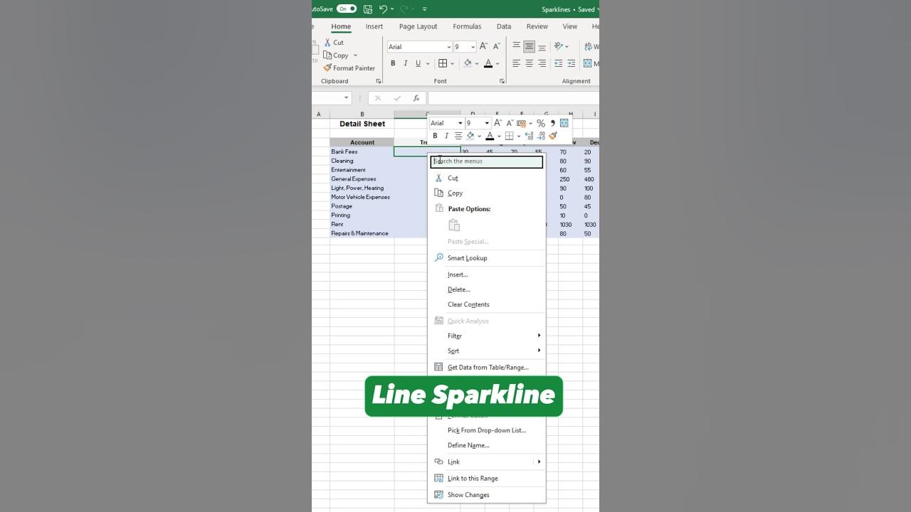 Sparkline charts in Excel #excel #exceltips #shorts - YouTube
