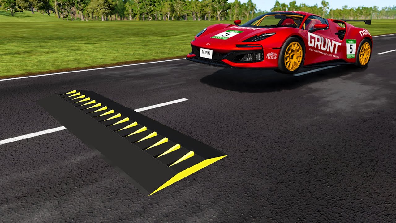 Car Crash Compilation - Cars vs Spike Strip - BeamNG.drive - YouTube