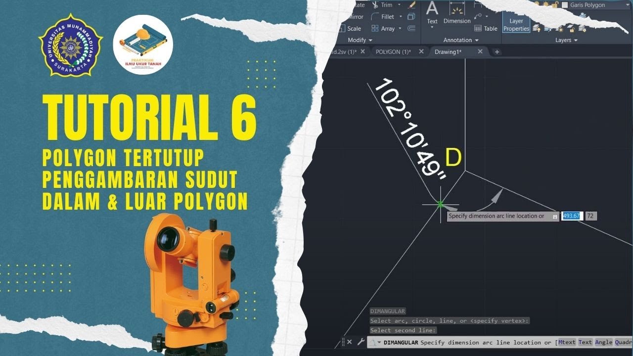 Tutorial 6 Polygon Tertutup | CAD Penggambaran Sudut Dalam & Luar ...