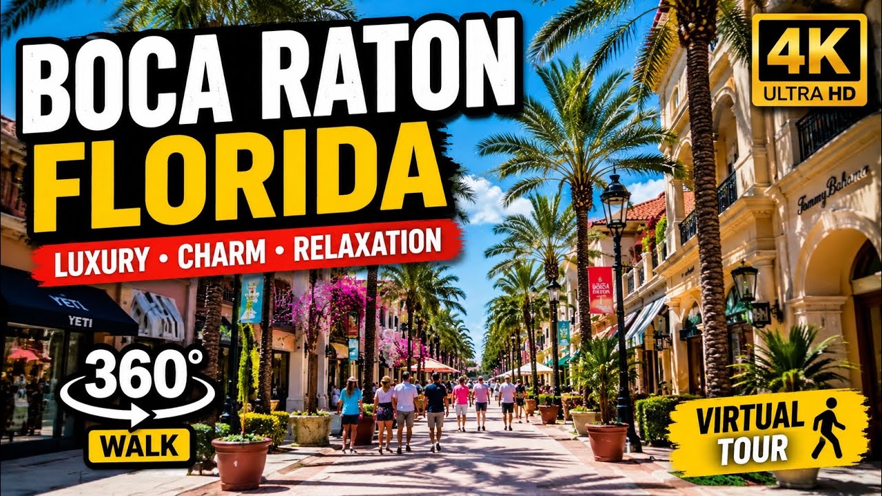 360º View 🇺🇸 Vibrant Charm 🌴 Boca Raton FL Street * VR-Video* Virtual ...