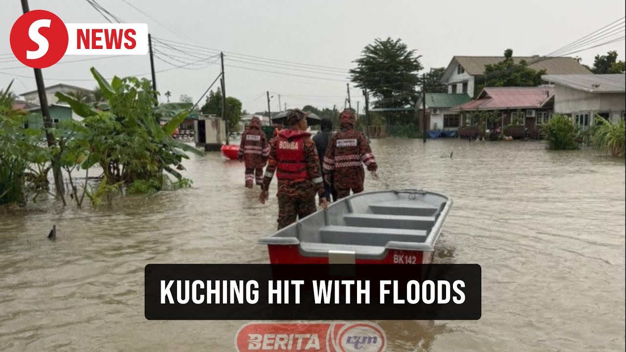 Kuching floods force 197 residents into evacuation centres - YouTube