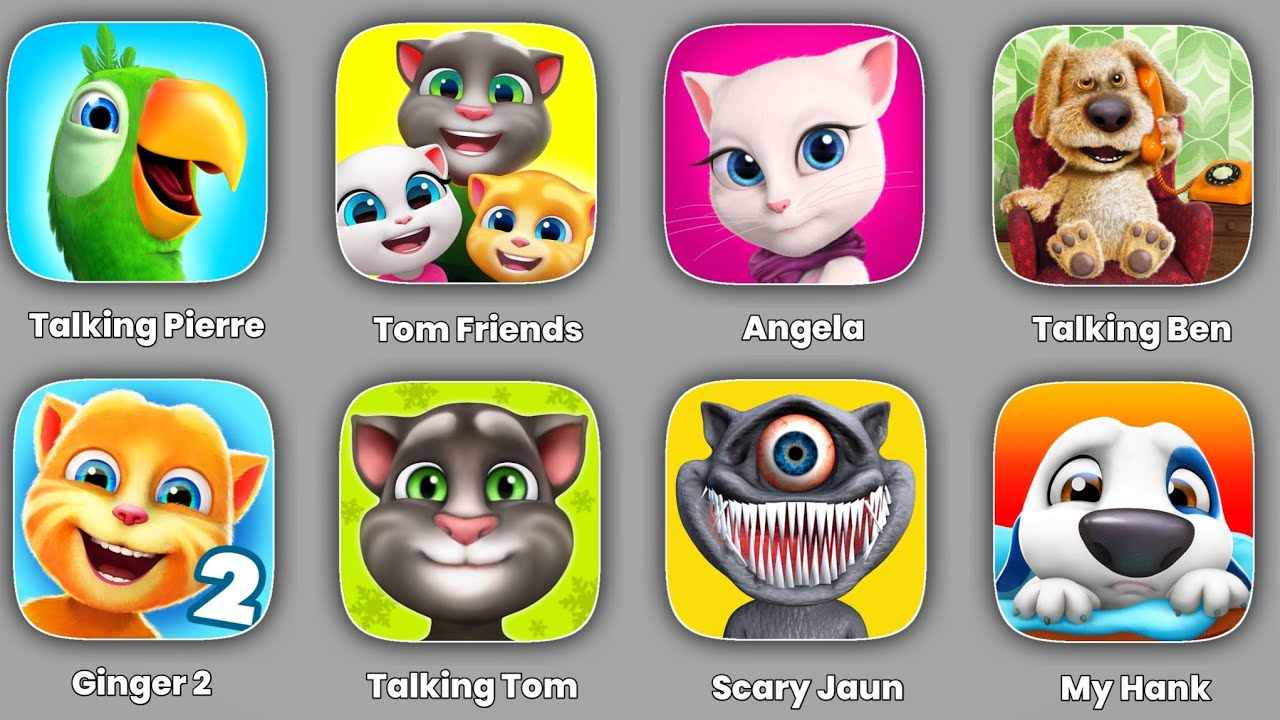 Talking Tom Cat, Talking Pierre, My Angela, Talking Ben, Ginger 2, Tom ...
