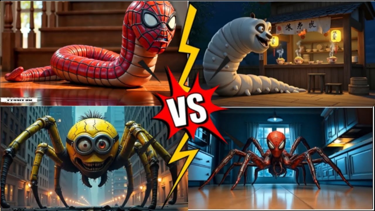 Spiderman Cyberworm Exe🕷️🆚Panda Cyberworm 🆚 Minion Spider Exe 🆚 ...