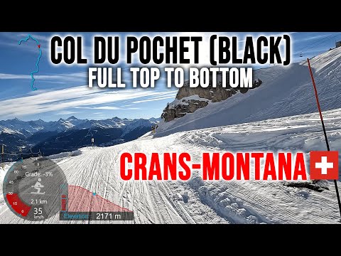 [4K] Skiing Crans-Montana, Col du Pochet Black - Full Top to Bottom, Switzerland GoPro HERO10