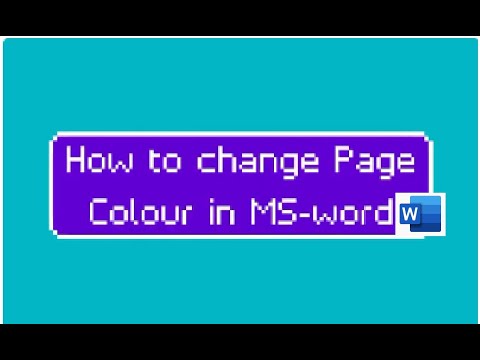 How to change Page Colour in MS-word - YouTube