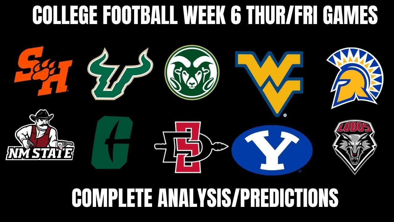 College Football Week 6 Thursday/Friday Games Slate Complete Preview ...
